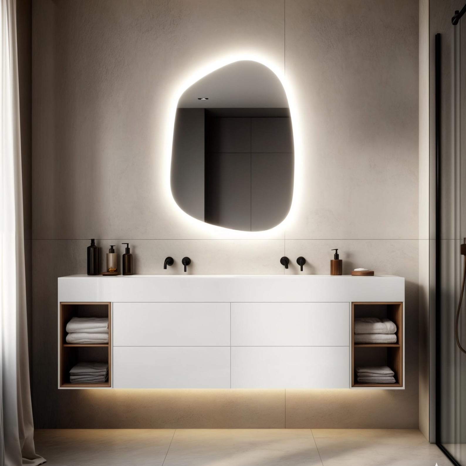 Sile Irregular Wall LED Mirror Asymmetrical Design - LED Lighted ...