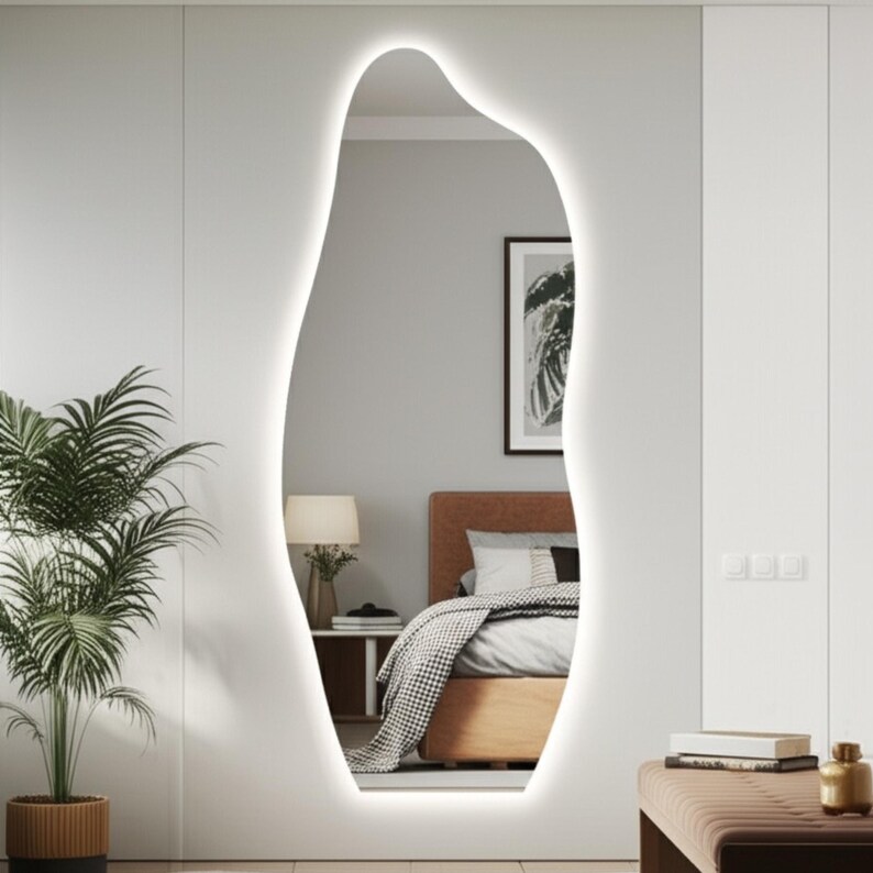 Wavy Full Length Led Lighted Mirror - Sleek Full-length Mirror ...