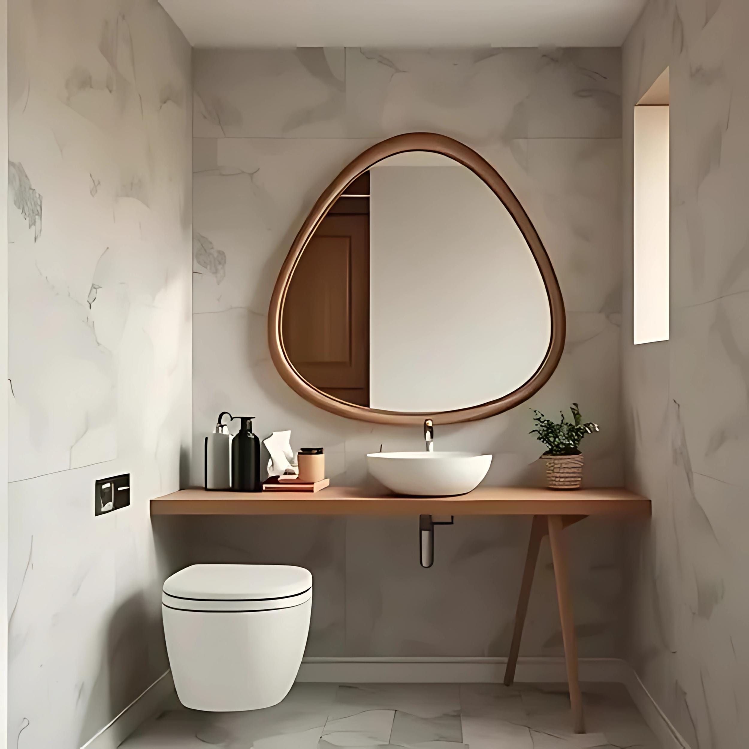 Irregular Wood Framed Modern Mirror - Asymmetric Mirror Design ...
