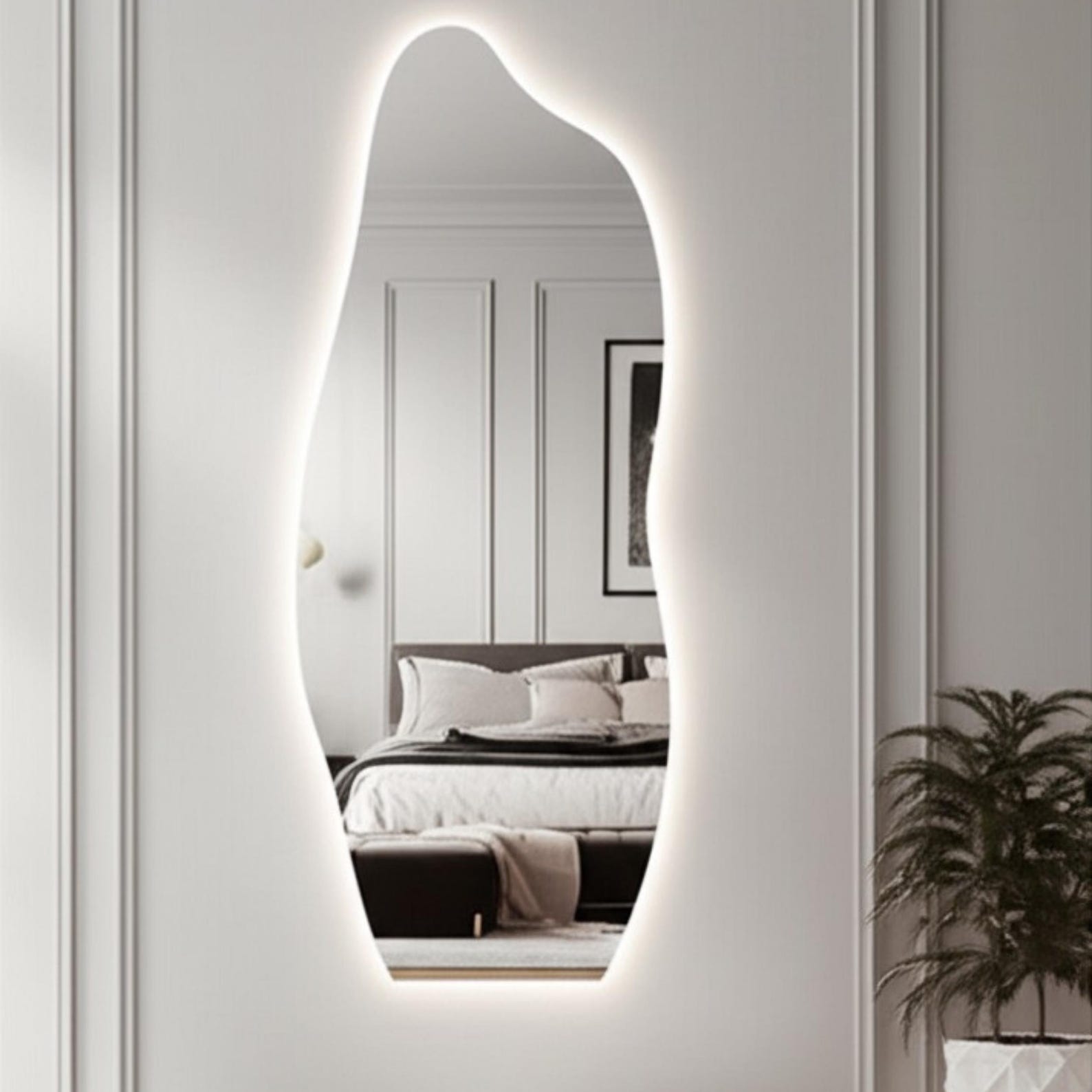 Wavy Full Length Led Lighted Mirror - Sleek Full-length Mirror ...