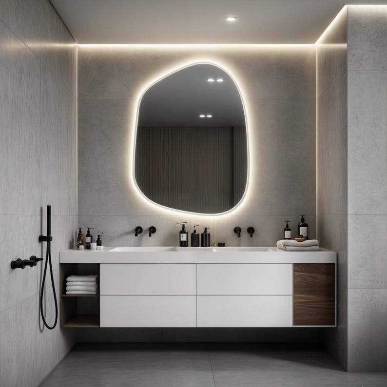 Sile Irregular Wall LED Mirror Asymmetrical Design - LED Lighted ...