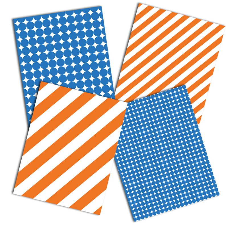 Blue Orange and White Digital Paper Pack, Lattice Digital Papers, Blue ...