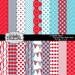 Immediate Download Red and Aqua Digital Papers, Blue and Red Digital ...