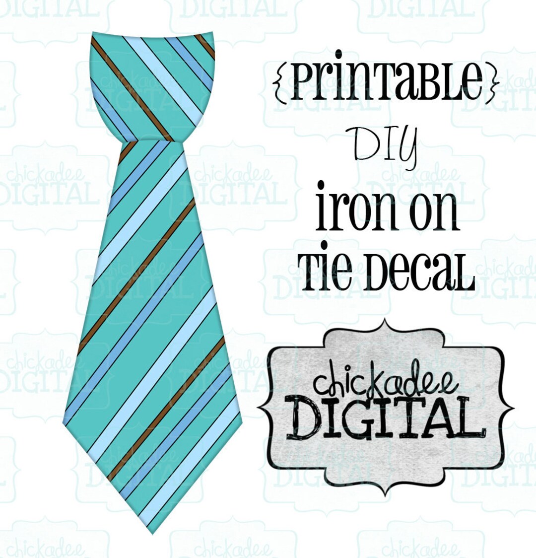 1 Tie Blue and Brown Stripes Printable DIY Iron on Tie Decal, Baby Boys ...