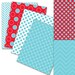 Immediate Download Red and Aqua Digital Papers, Blue and Red Digital ...