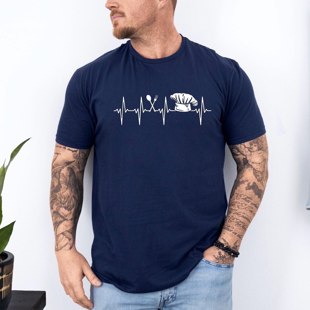 Chef Cooking Heartbeat Culinary T-shirt, Gift for Chefs, Cool Knife ...