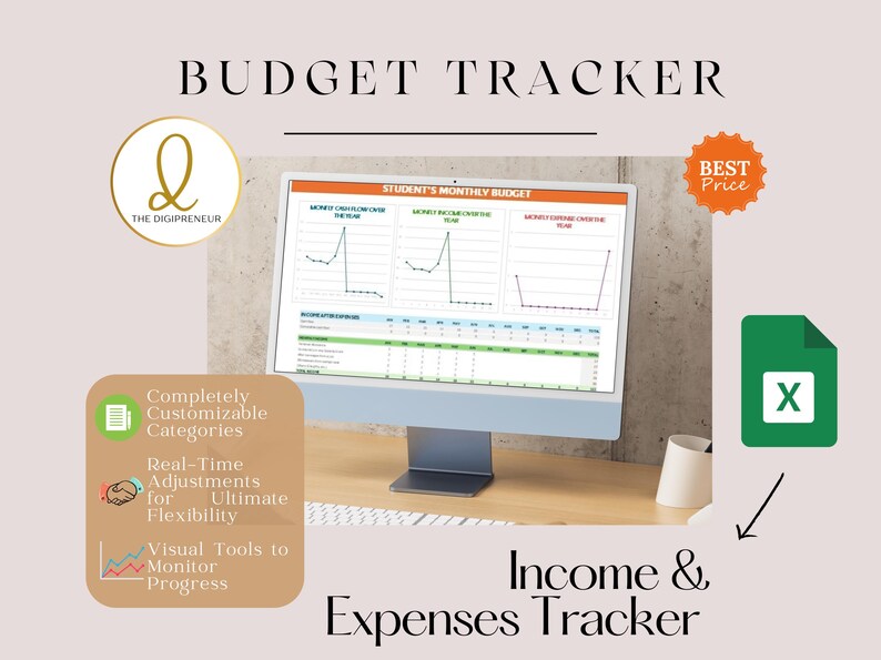 Annual Budget Planner Google Sheets Excel Tracker for Students Template ...