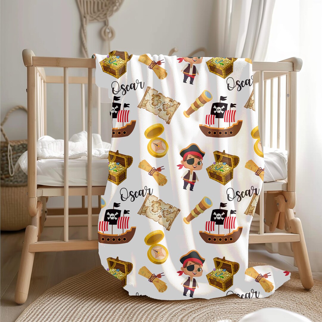 Personalized Pirate Baby Blanket, Custom Name Swaddle for Boys ...