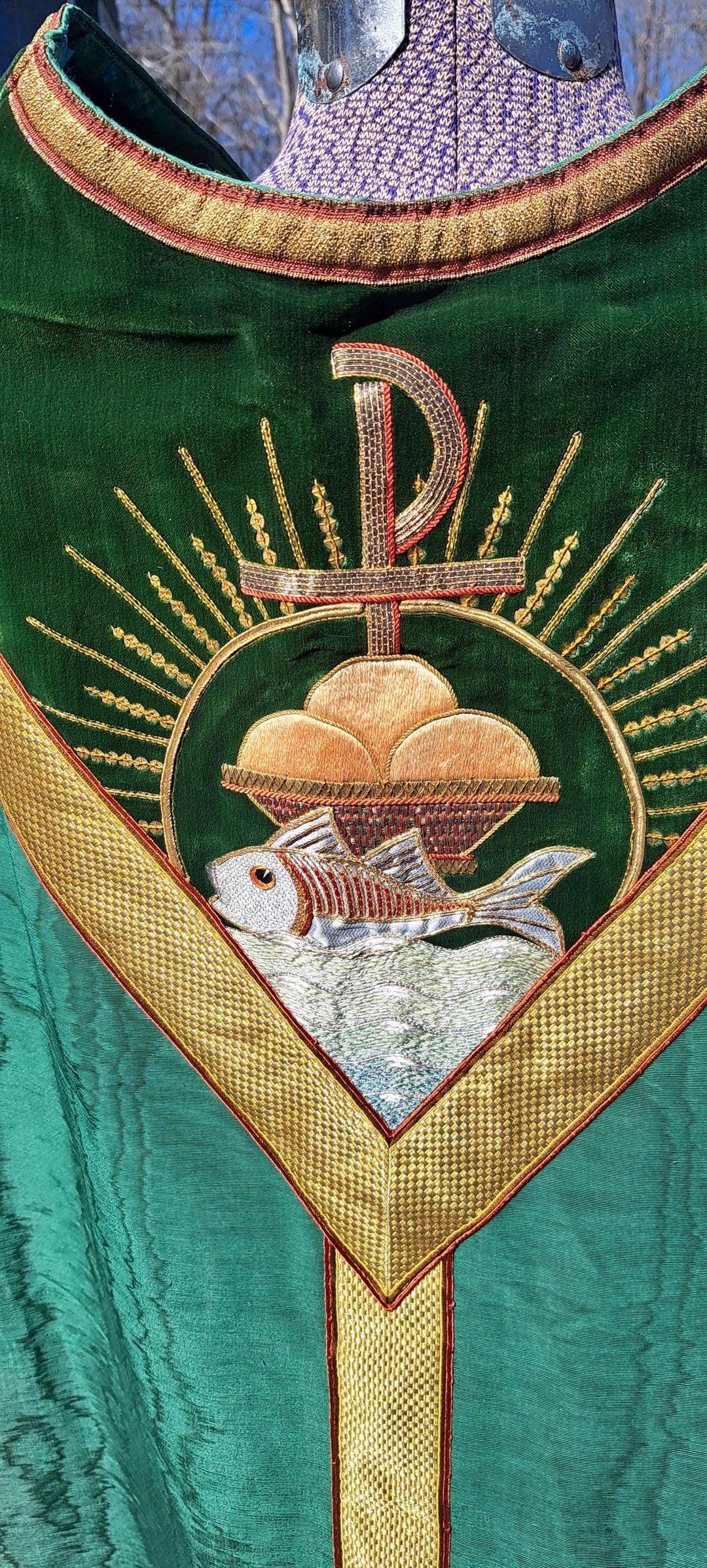 Watermark Silk Green Embroidered Chasuble Made in Germany - Etsy