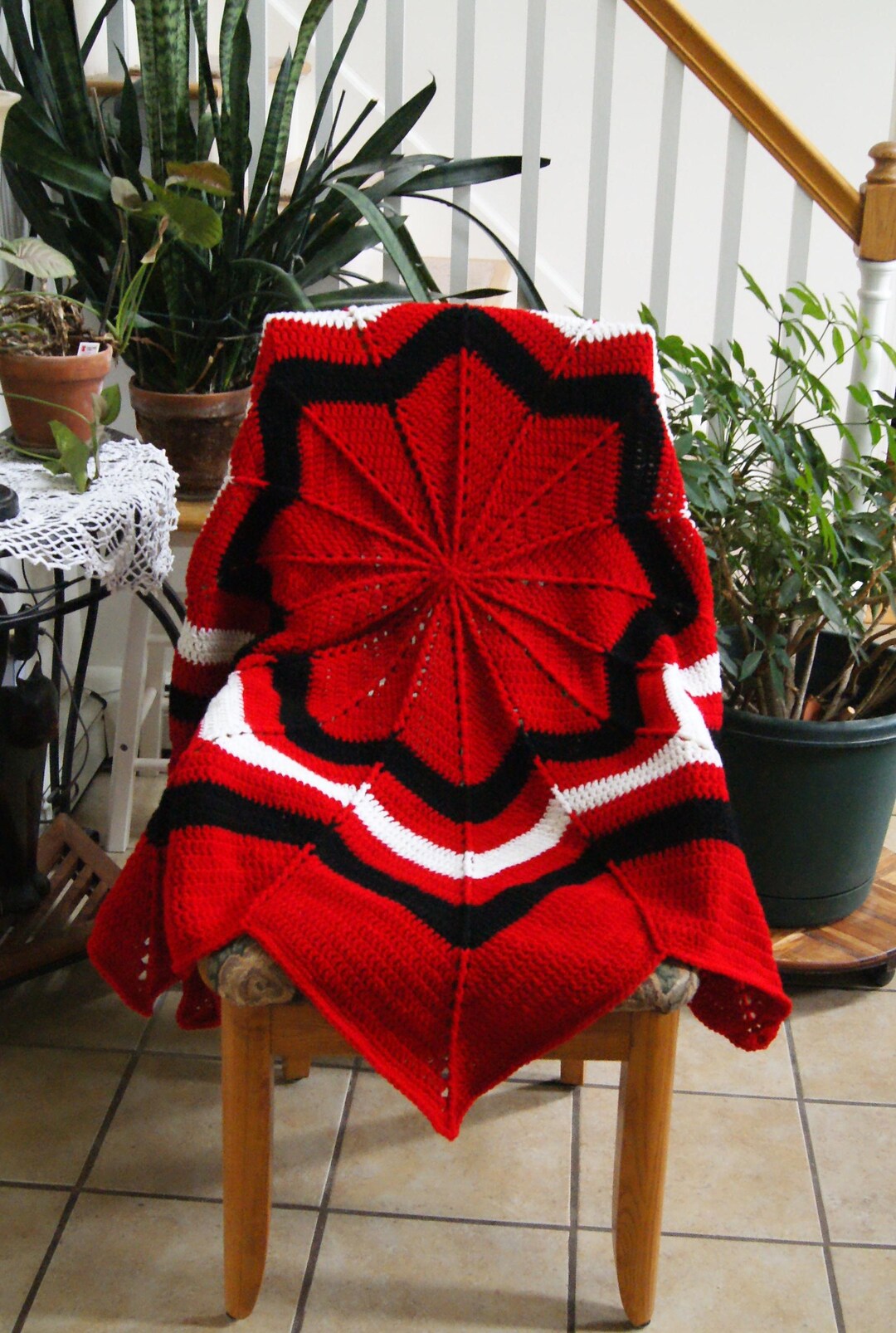 The "rising Nine Point Star" Hand Crocheted Afghan/throw - Etsy