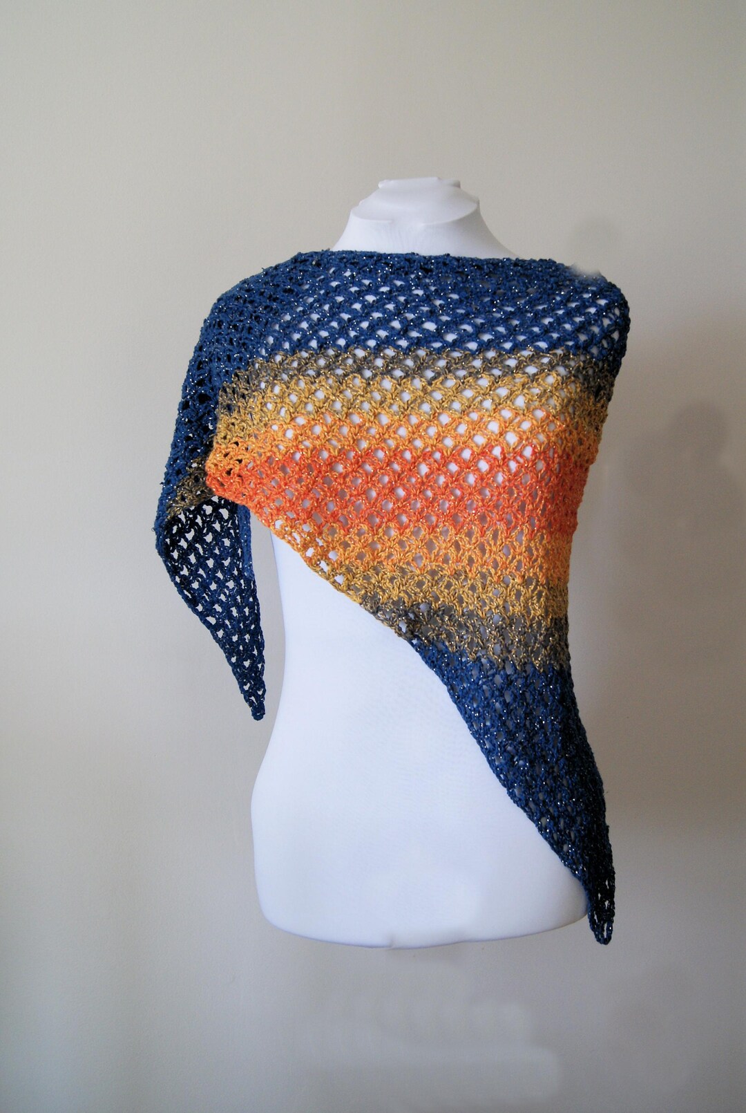 Crocheted Triangular Shape Multi- Colored Shawl Hand Made - Etsy