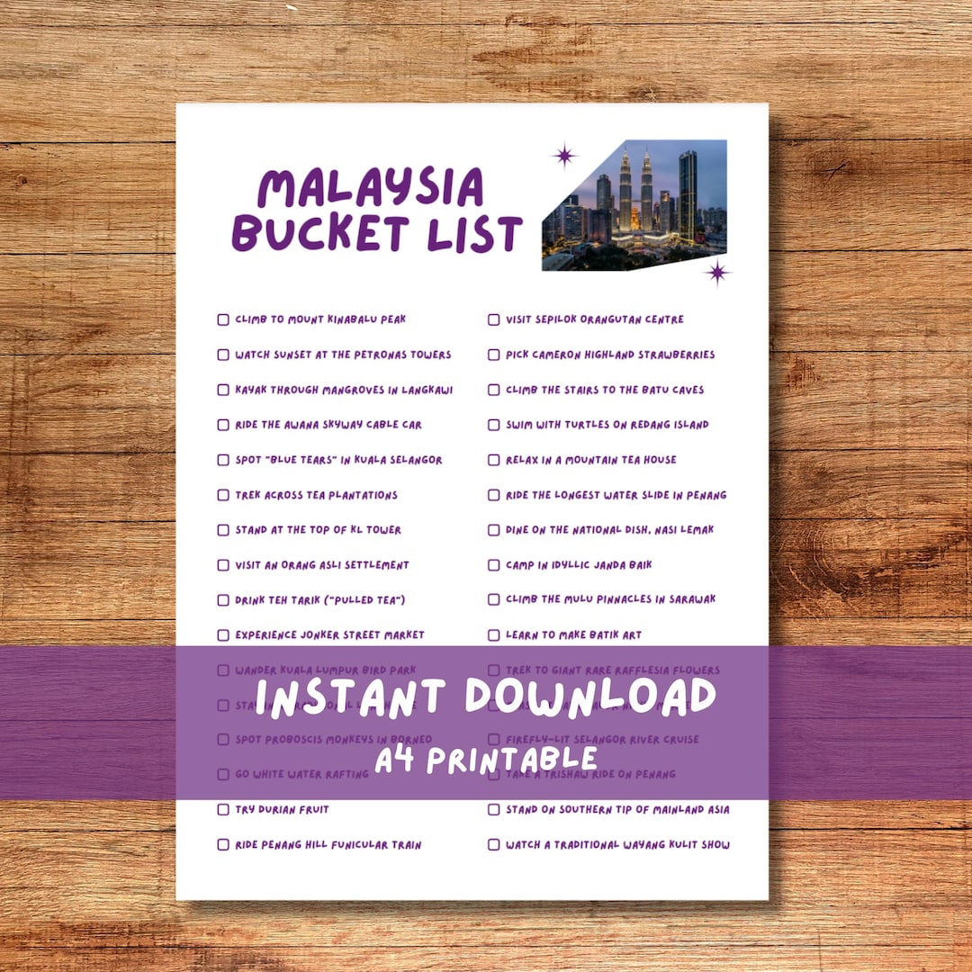 Malaysia Bucket List Printable | Travel Bucket List | Asia Travel ...