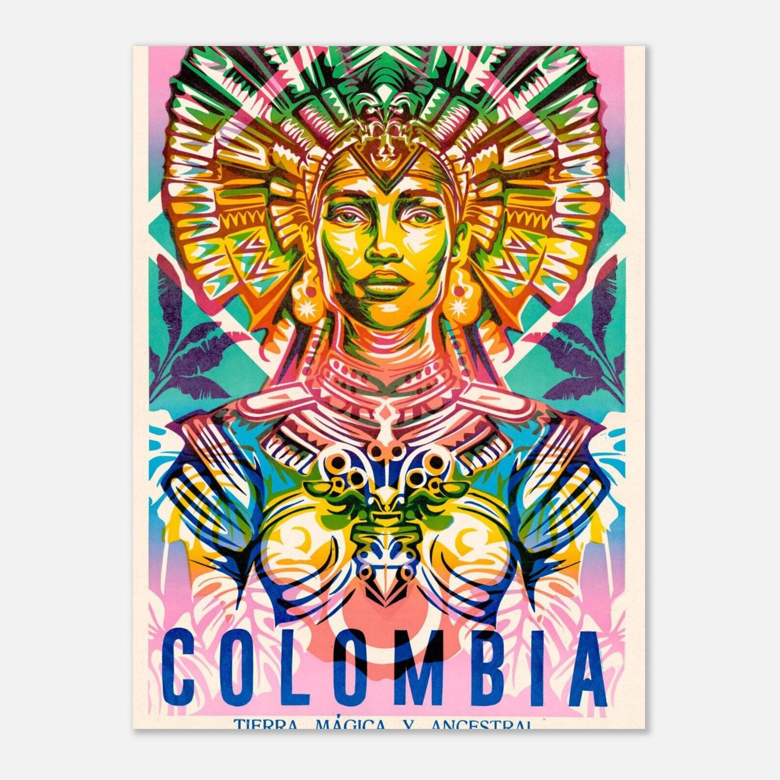 Colombia Ancestral Poster – Blue Bird Wall Art, Cali Colombia Decor ...
