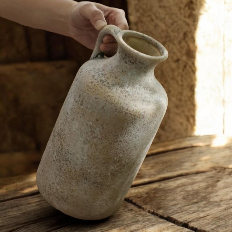 Elegant Ceramic Vase, Rustic Pottery Jug, Cottage Core Style Pitcher ...