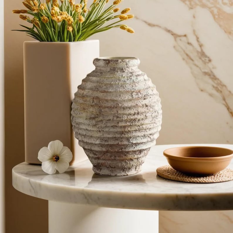 Rustic Textured Vase, Ceramic Vase, Modern Farmhouse Pottery, Home ...