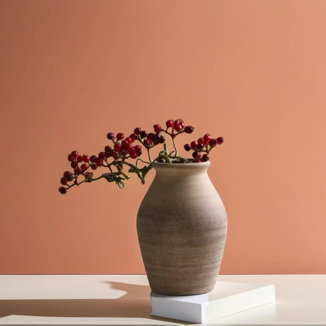 Rustic Japanese Style Vase With Textured Finish, Table Centrepiece ...