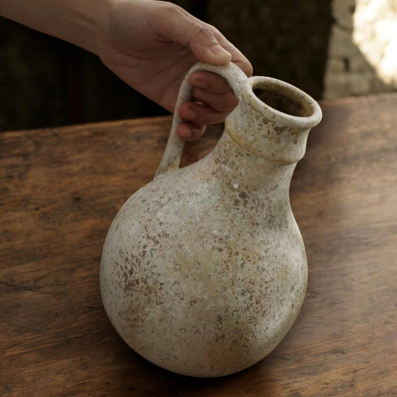 Elegant Ceramic Vase, Rustic Pottery Jug, Cottage Core Style Pitcher ...