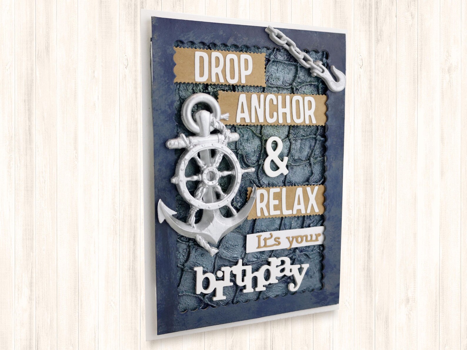 Nautical Birthday Card - "drop Anchor & Relax" - Handmade Card ...