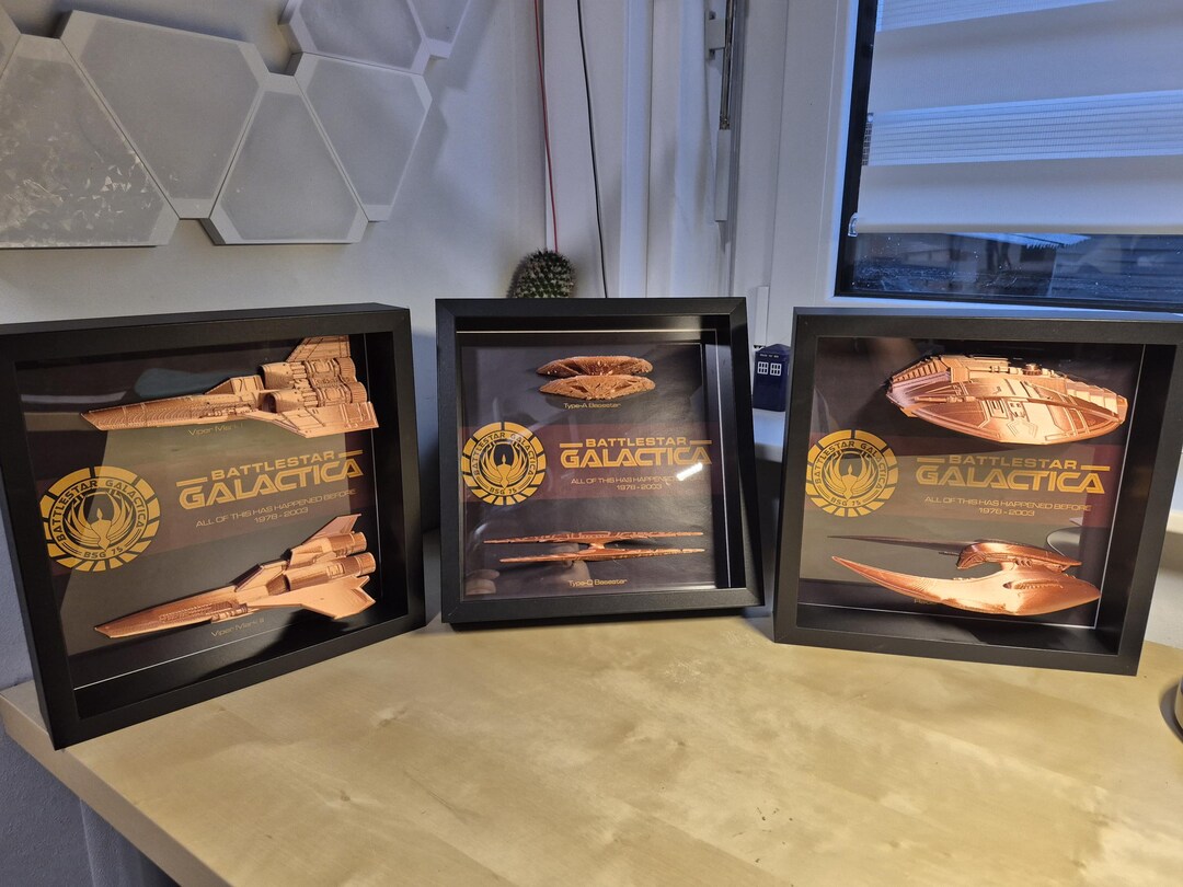 Battlestar Galactica Ship Display Shadow Box 25×25 – Viper · Raider ...