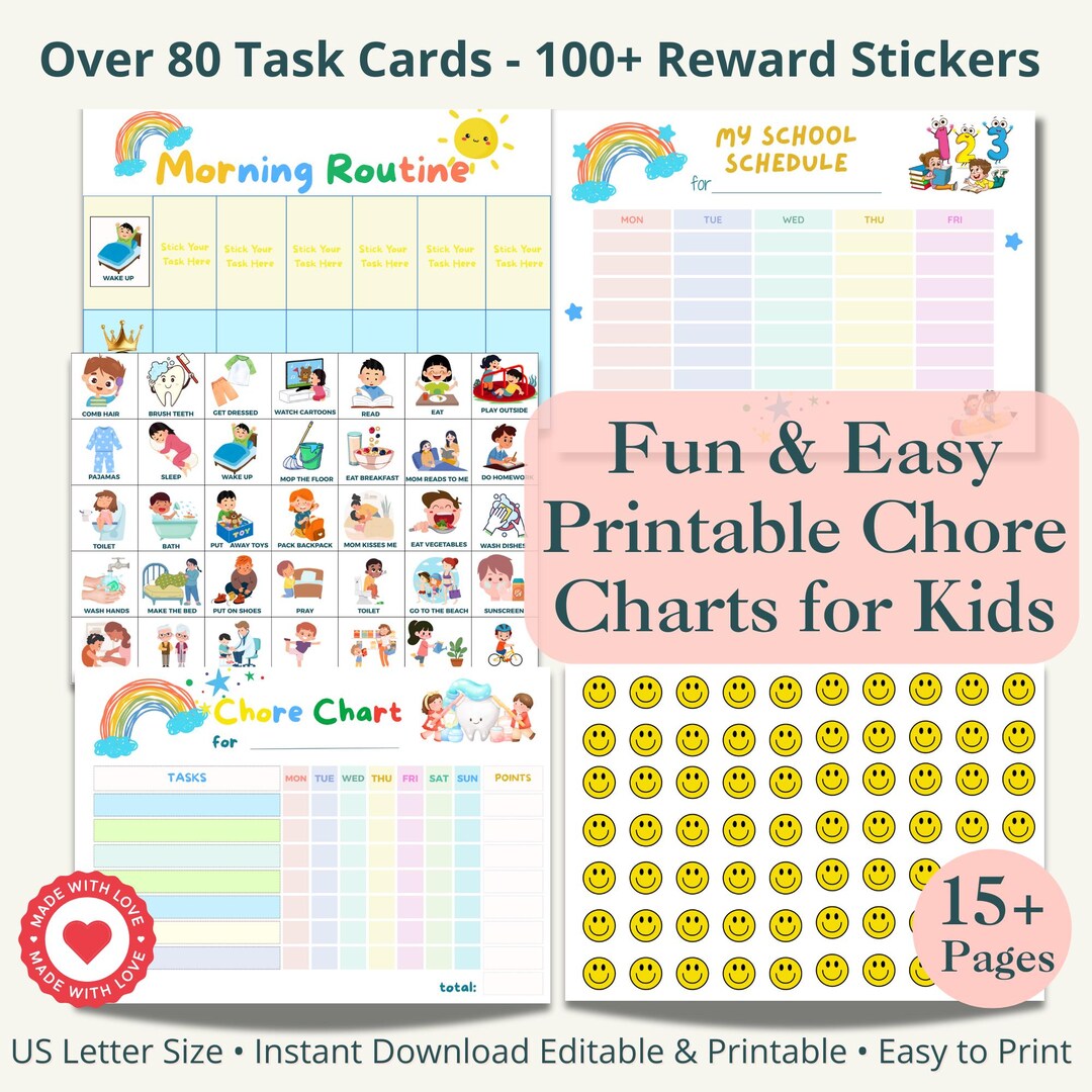 Toddler Chore Chart Printable - Kids Routine Planner - Editable Task ...