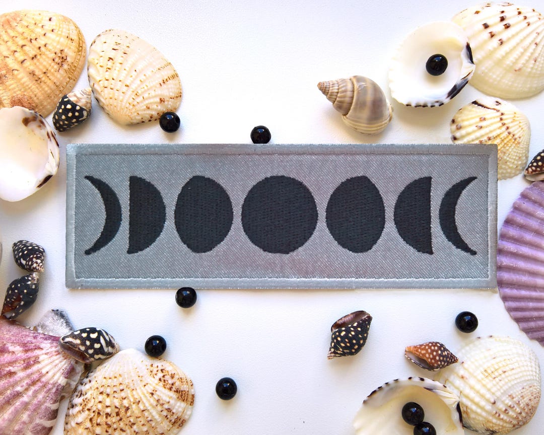 Moon Phases Embroidered Sew on Patch Silver Satin Celestial Patch ...