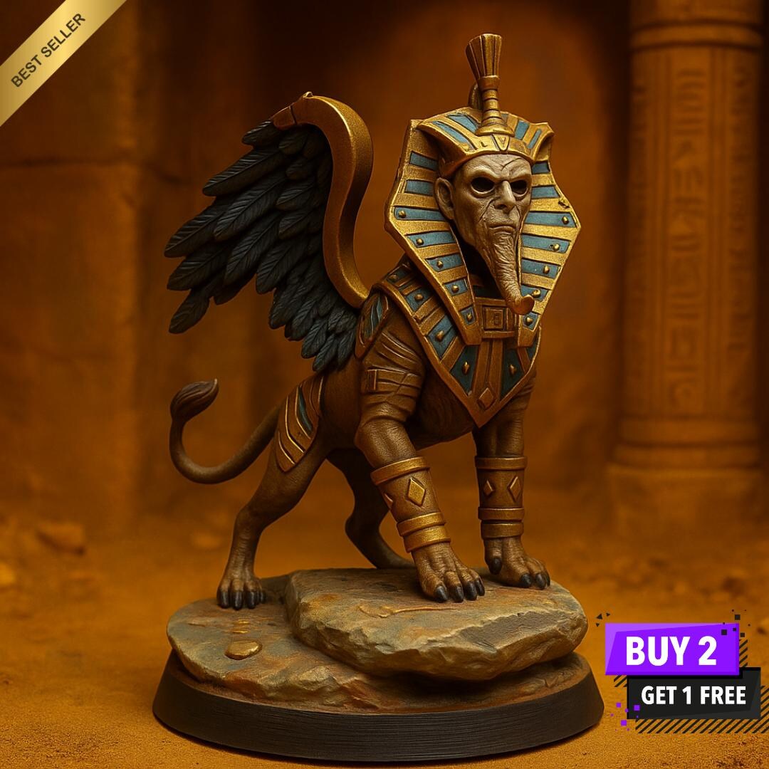 Egyptian Sphinx Temple Guardian STL: 3D Printable Fantasy Beast ...