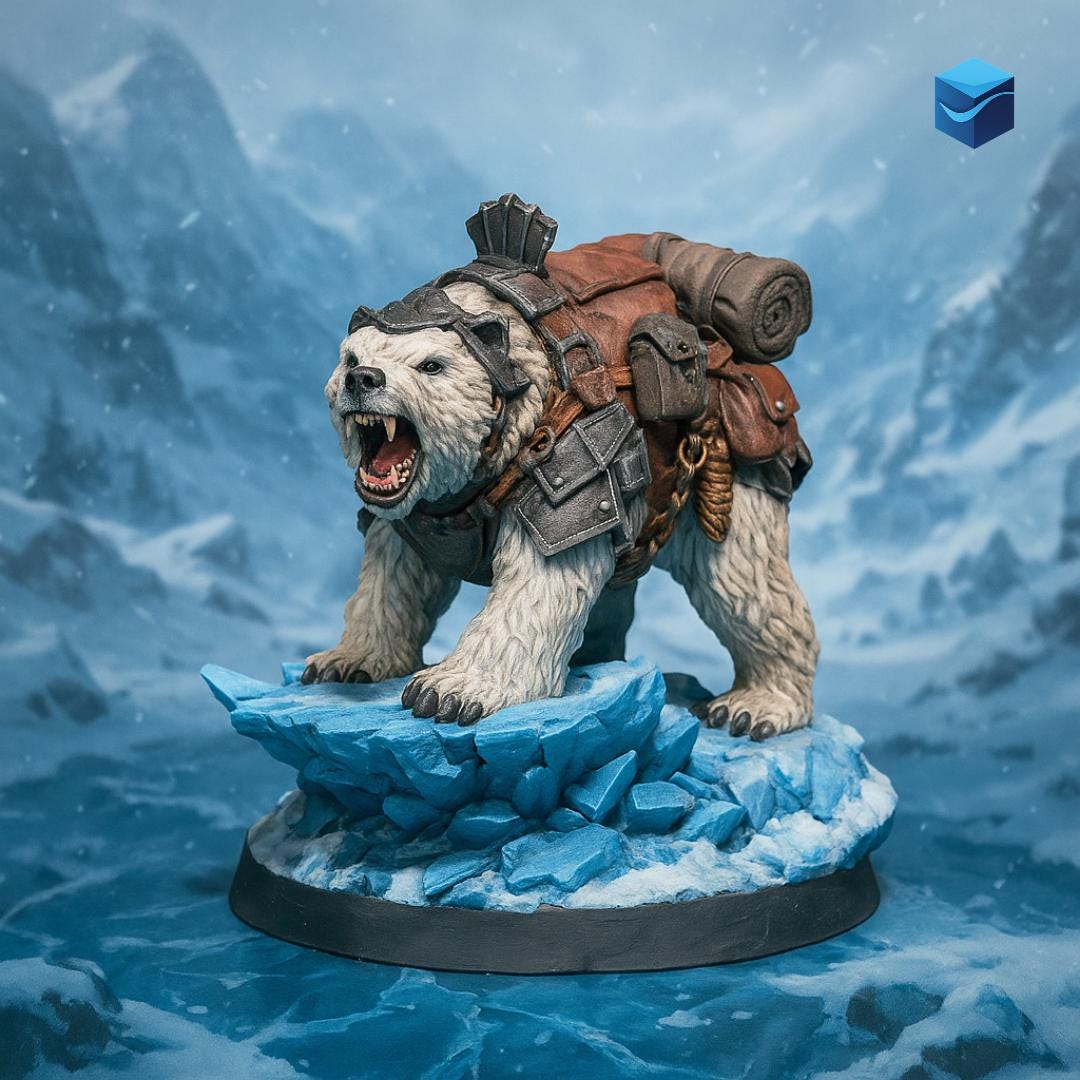Armored Bear Companion 3D Model STL | Fantasy Beast for RPG Miniatures ...