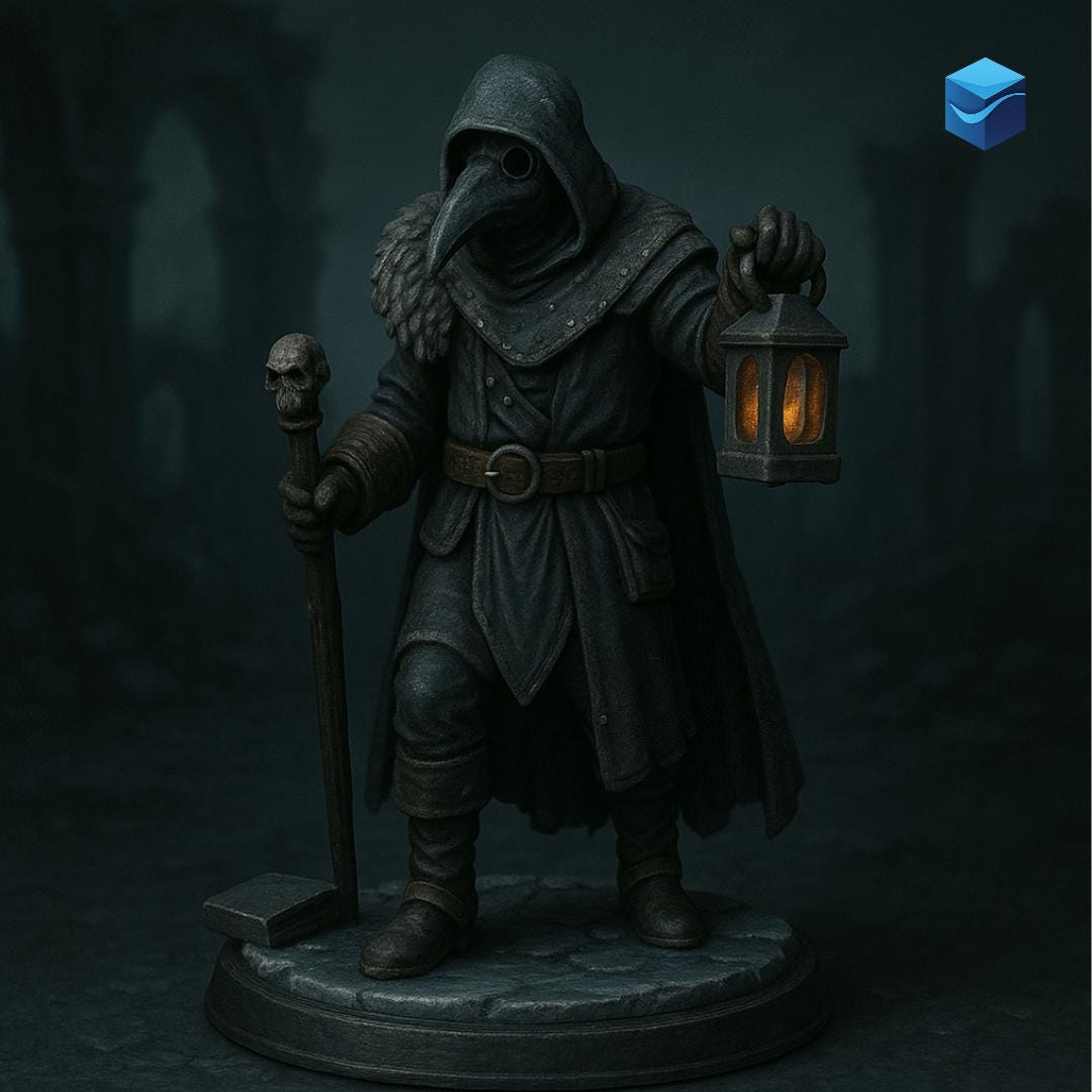 Gothic Plague Doctor Miniature STL | Medieval Fantasy Healer Figure for ...