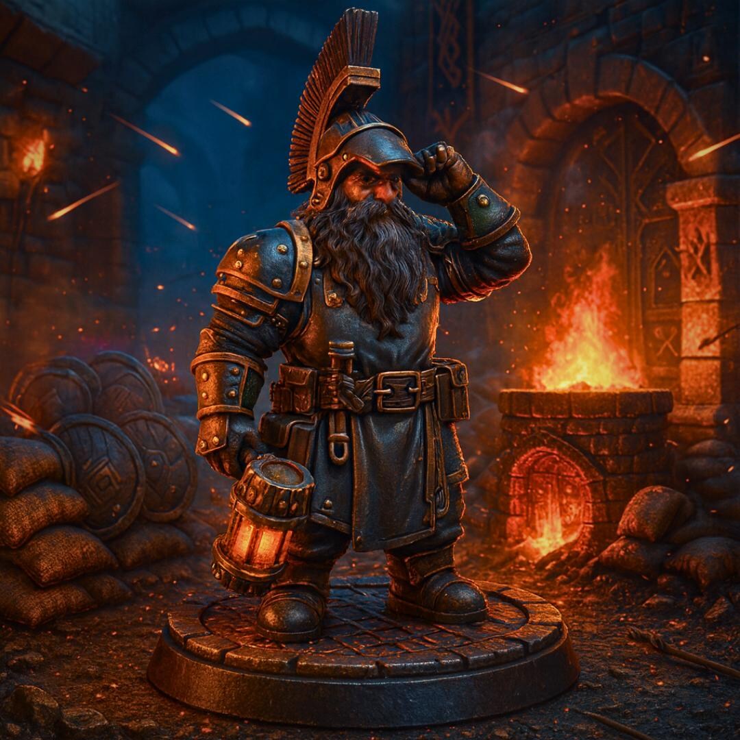 Dwarven Commander STL Miniature — Presupported Resin 3D Print (32 & 75 ...