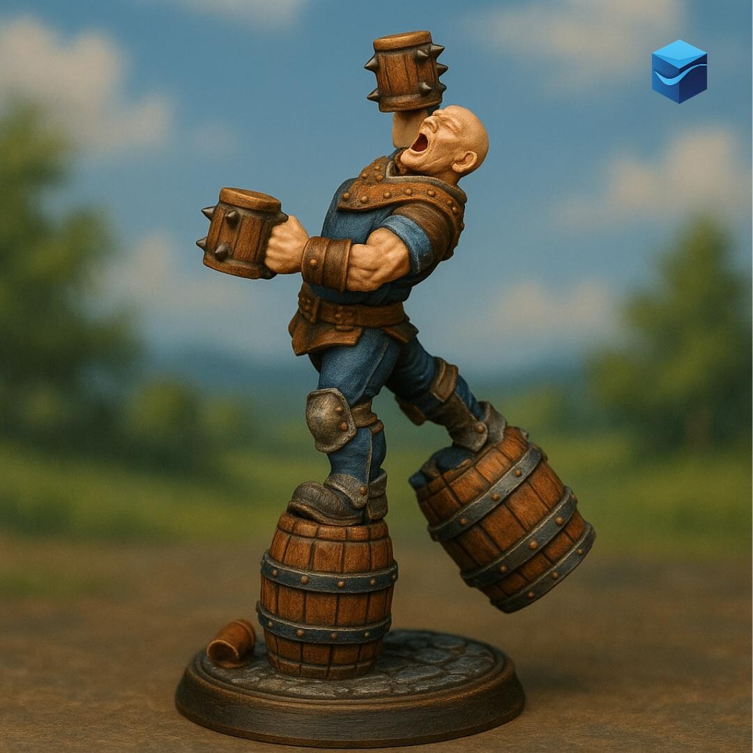 Tavern Brawler STL | Fantasy Drunken Hero With Mug | 32mm RPG Miniature ...