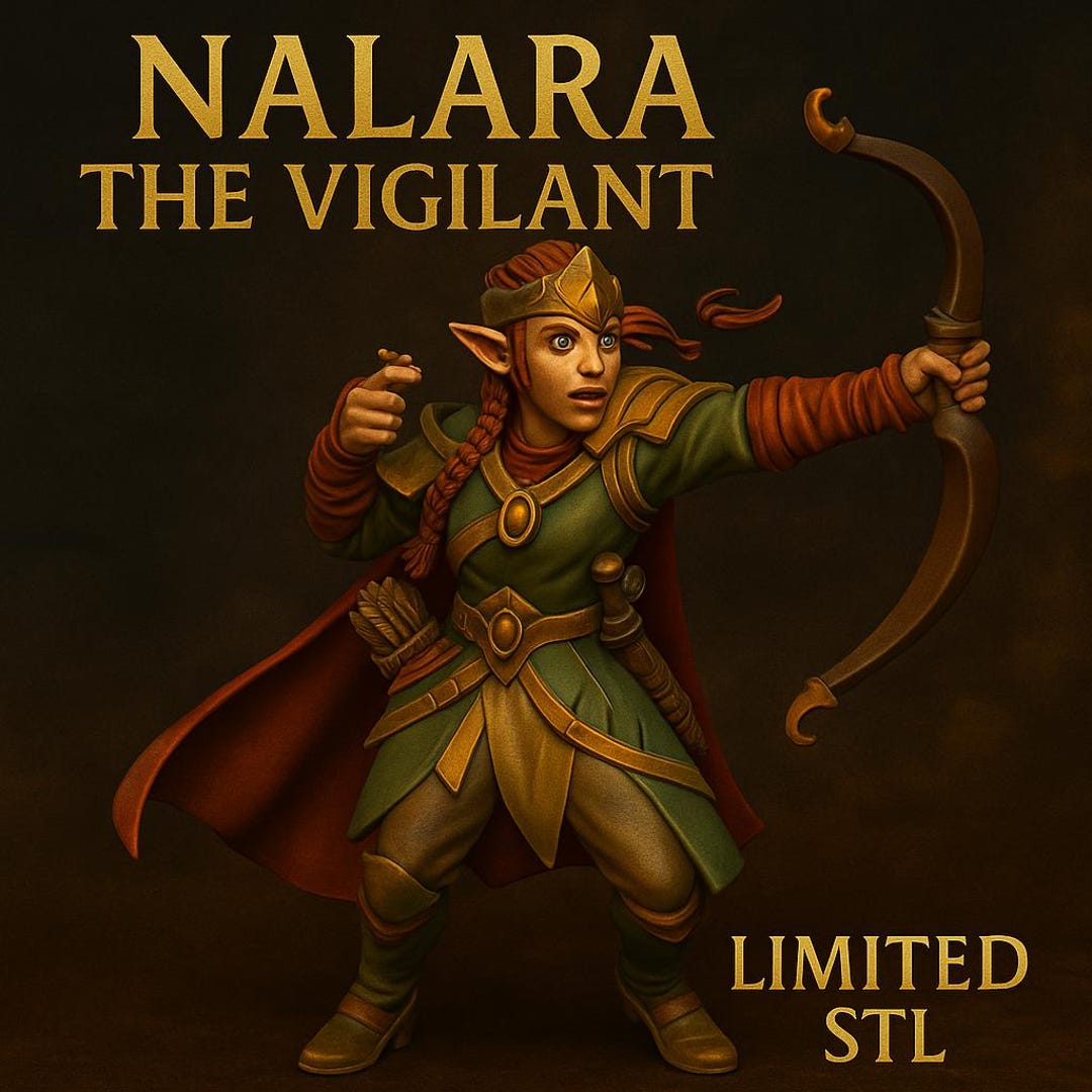 Elven Ranger STL | Nalara the Vigilant | 28mm 32mm Fantasy Female Mini ...