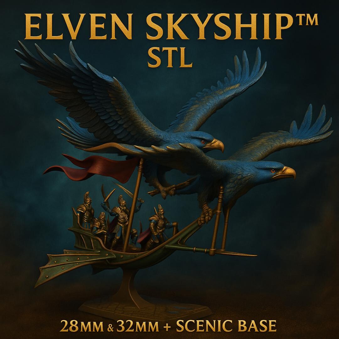 Elven Skyship STL | 3D Printable Flying Fantasy Ship for Tabletop ...