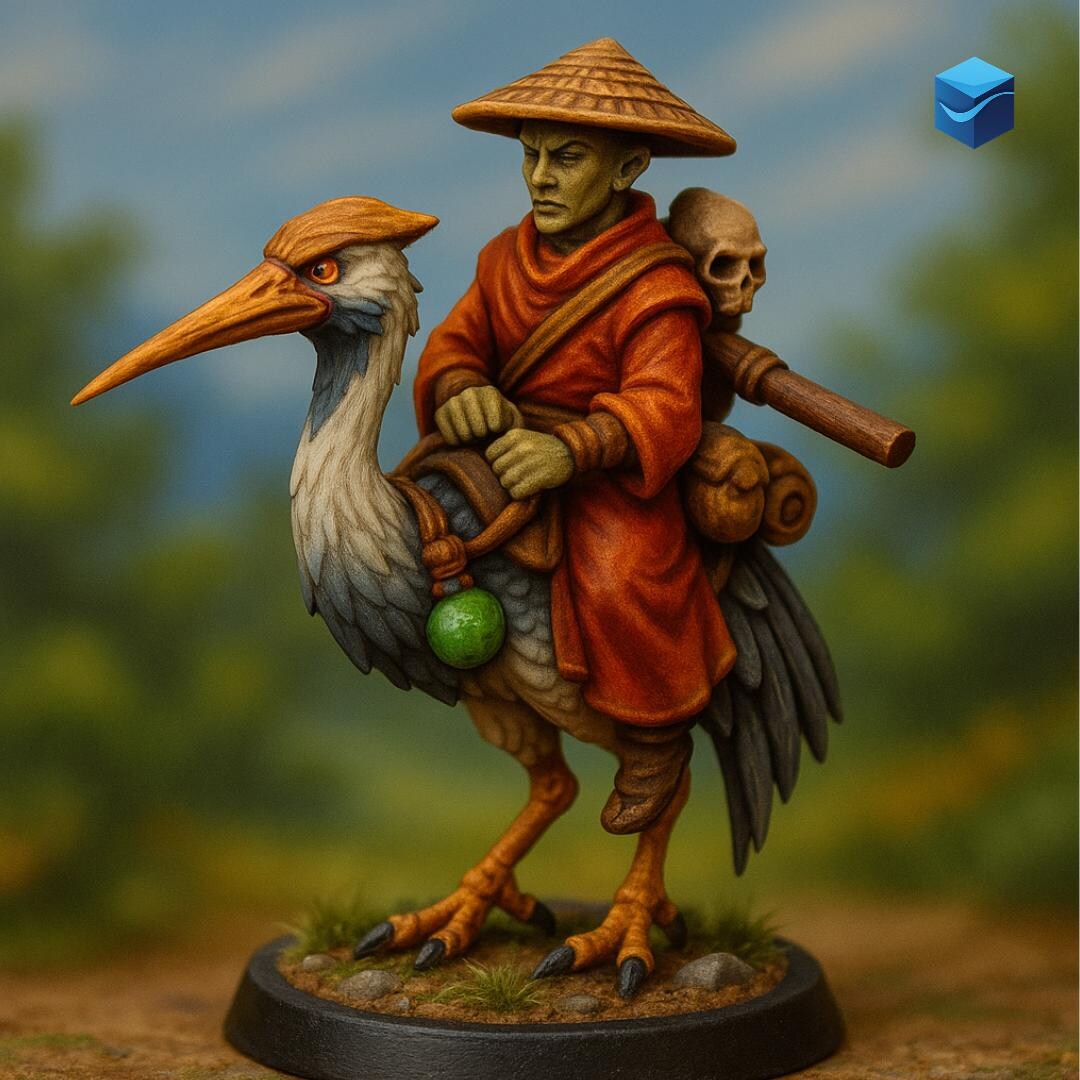 Fantasy Monk STL | Crane Rider Miniature | 3D Print RPG - Etsy