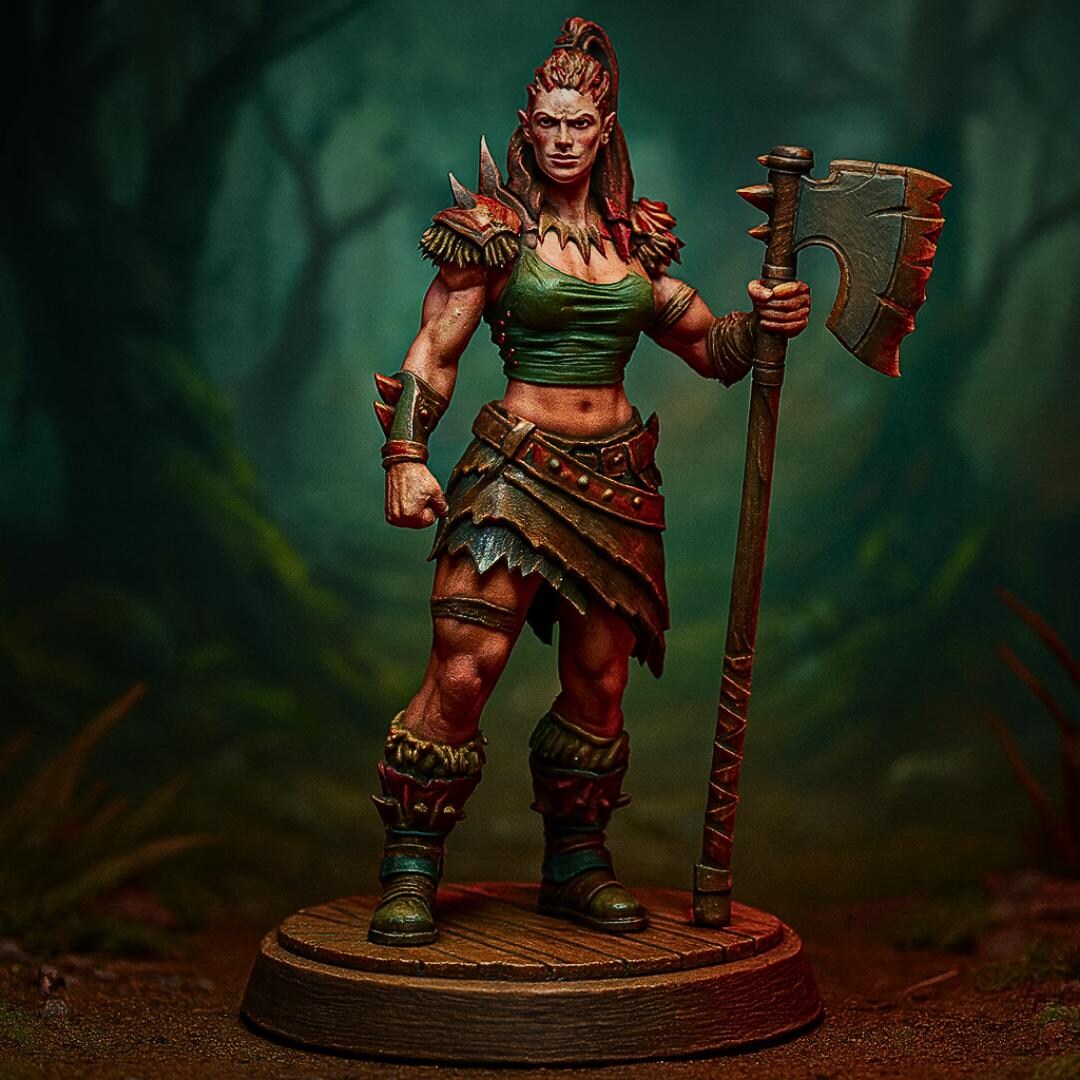 Orc Barbarian Queen STL Miniature — Presupported Resin 3D Print (32 ...
