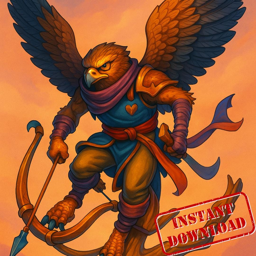 Winged Falcon Archer STL – 3D Printable Birdfolk Miniature for Dnd ...