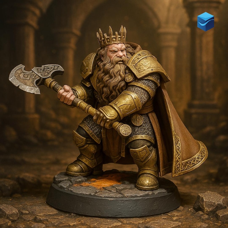 Dwarven King Fantasy Miniature STL | 3D Printable Monarch Model for ...