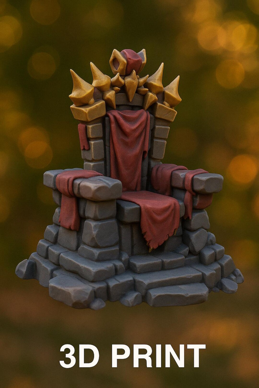 Epic Throne STL – 3D Printed Fantasy Stone Throne With Spikes and Royal ...