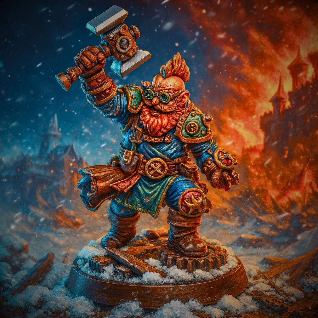 Steampunk Dwarf Engineer STL Miniature — Presupported Resin 3D Print ...