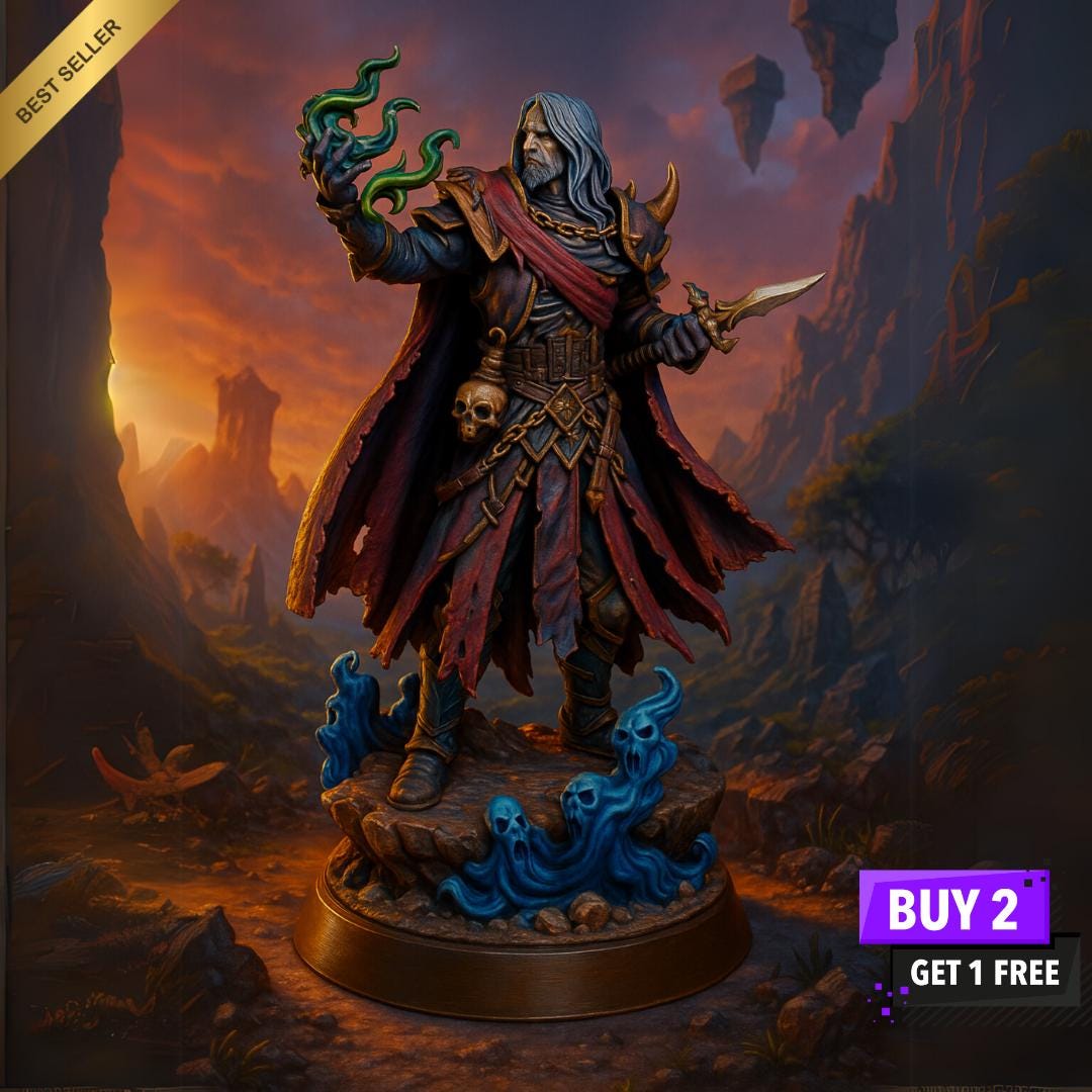 Necromancer Lord STL | Undead Summoner Miniature | 32mm 75mm | 3D Print ...