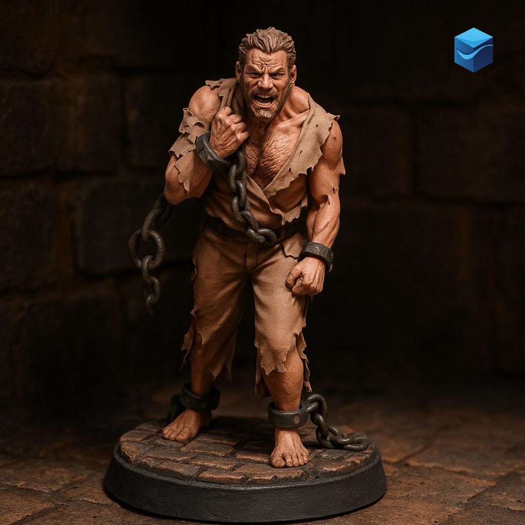 Fantasy Human Prisoner 3D Model STL - 32mm/75mm Miniature for Resin ...