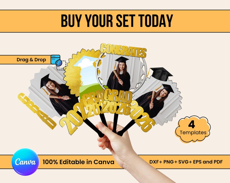 Graduation Fan Template Bundle 2026 | 30+ Custom Grad Fan Designs ...