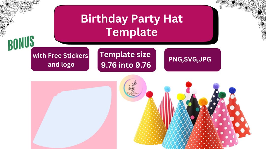 Birthday Party Hat Template | Hat Template | Party Template | Paper Hat ...