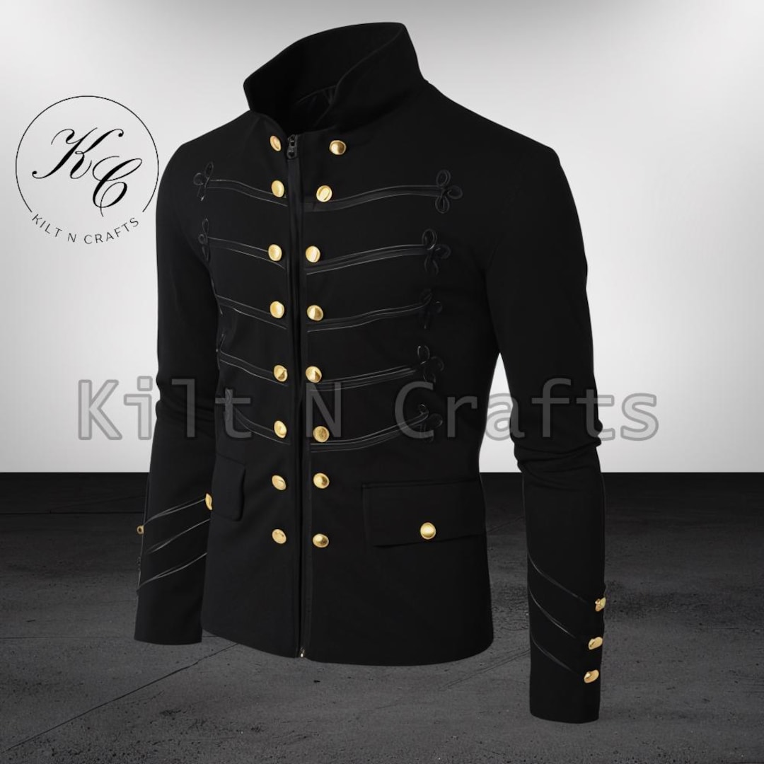 Men's Vintage Gothic Military Parade Jacket – Embroidered Detailing ...