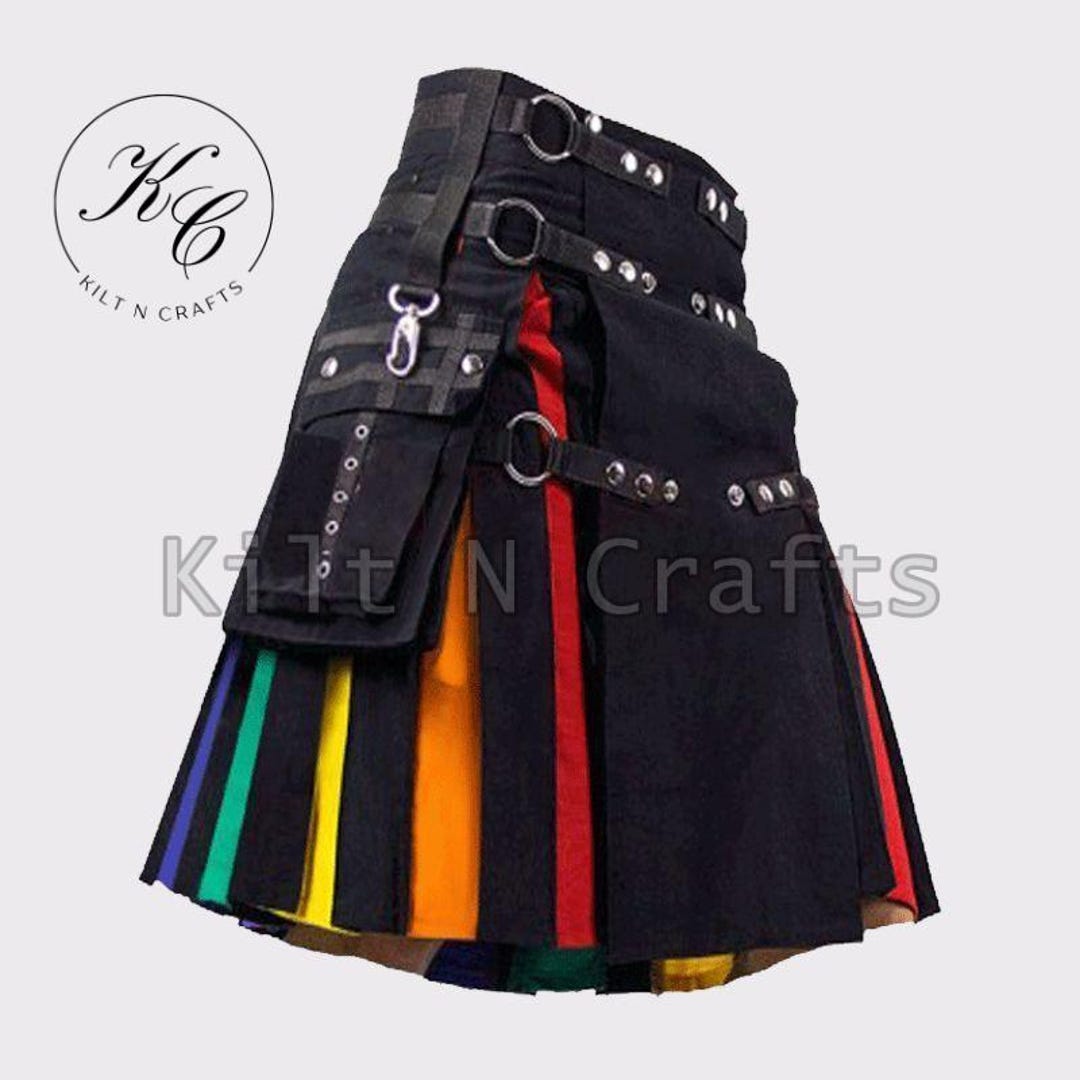 Custom Handmade Rainbow Utility Kilt – LGBTQ+ Pride Kilt – Gay Pride ...