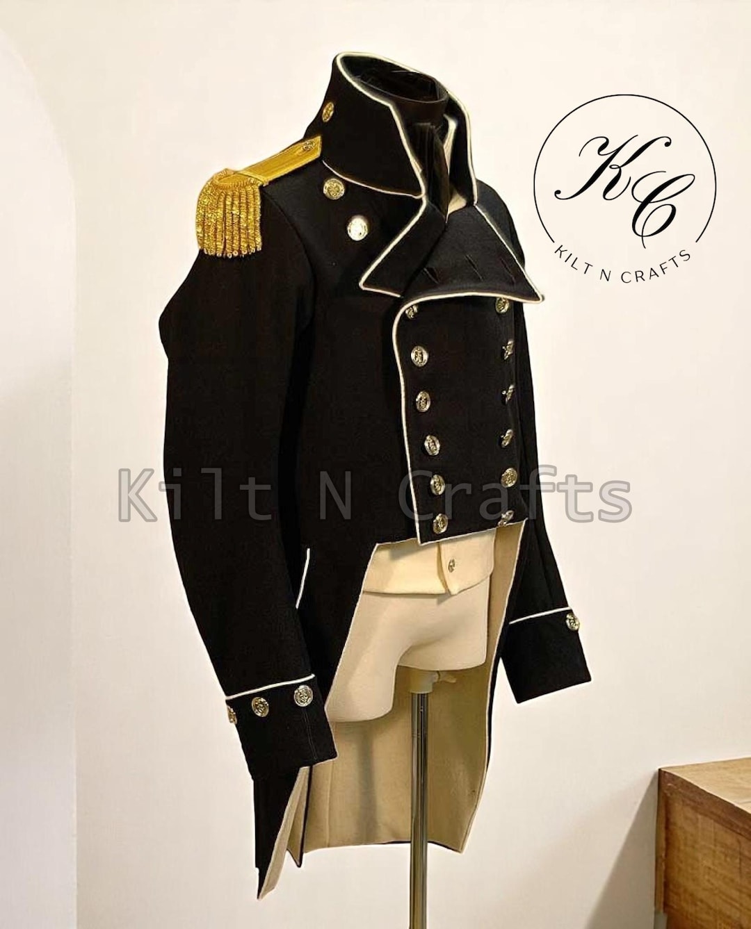Handmade Wool Military Jacket: Royal Black Regency Lieutenant Coat - Etsy