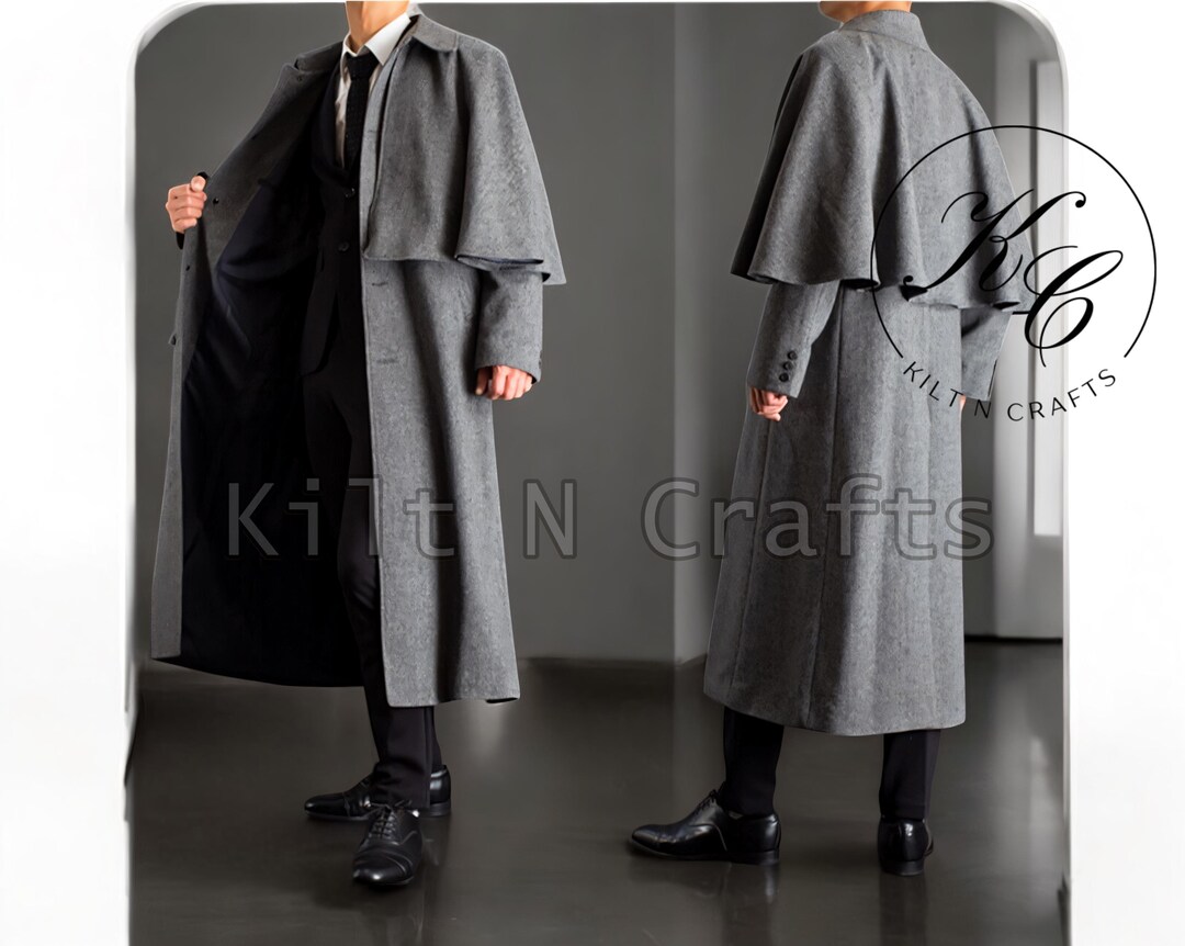 Men's Wool Ulster Cape Coat: Victorian Steampunk Cosplay Cloak - Etsy