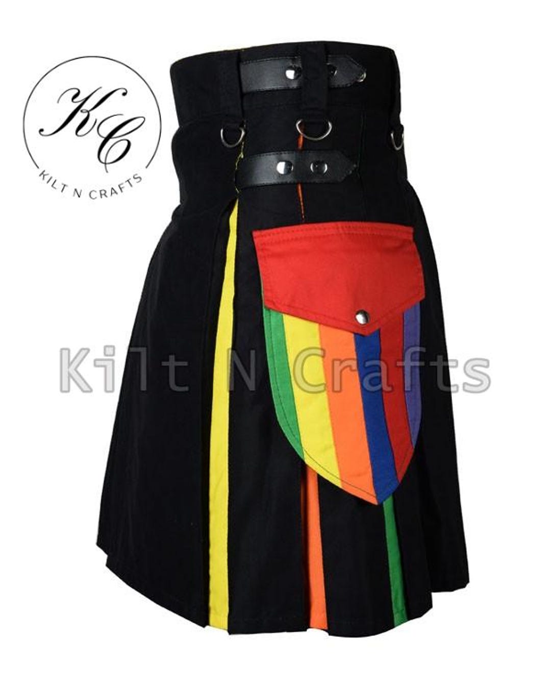 Mens Handmade Rainbow Pride Hybrid Utility Kilt – LGBTQ+ Pride Kilt ...