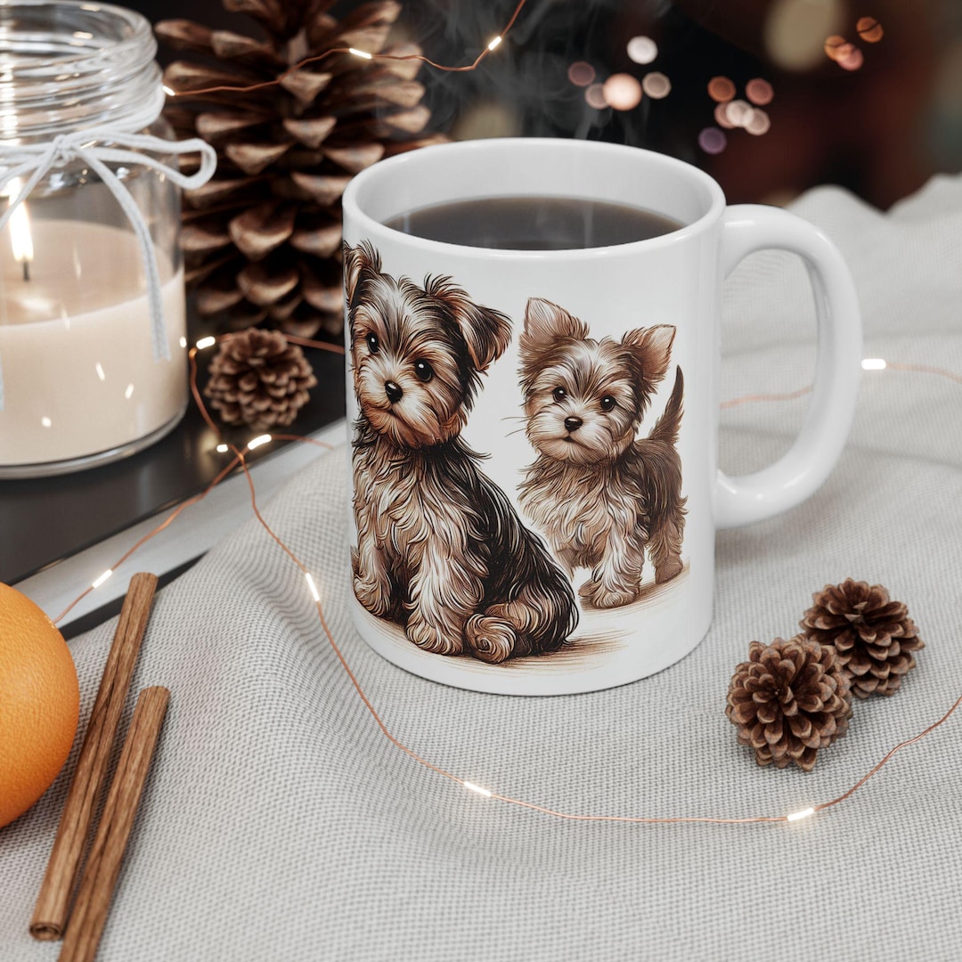 Yorkshire Terrier Mug - Cute Yorkie Coffee Cup - Dog Lover Gift - White ...