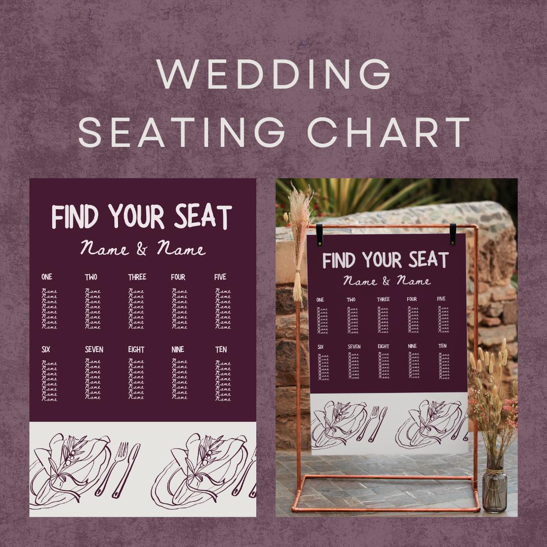 Editable Wedding Seating Chart Template – Formal Canva Design (instant ...