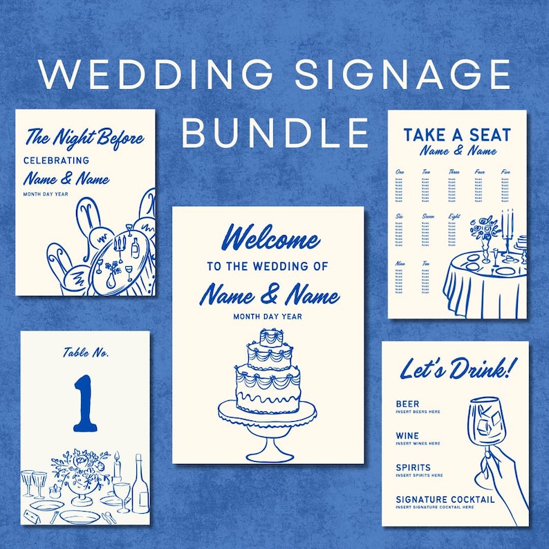Editable Wedding Signage Bundle | Canva Template (digital Download) - Etsy